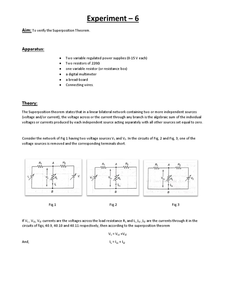 Superposition Theorem | PDF | Electrical Network | Physical Quantities