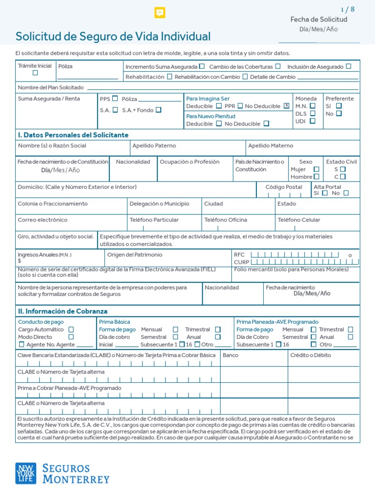 Solicitud Vida Individual - Editable | PDF | Póliza de seguros | Seguro