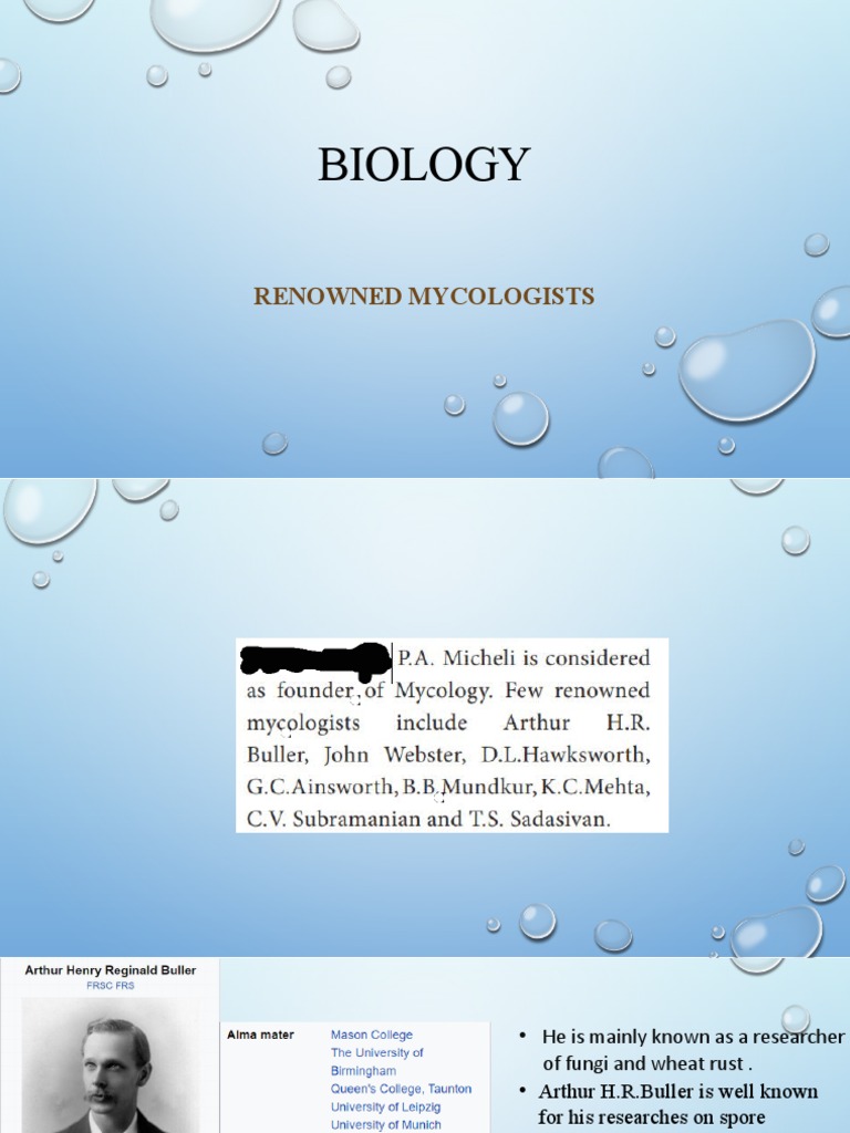 Biology: Renowned Mycologists | PDF | Fungus | Mycology