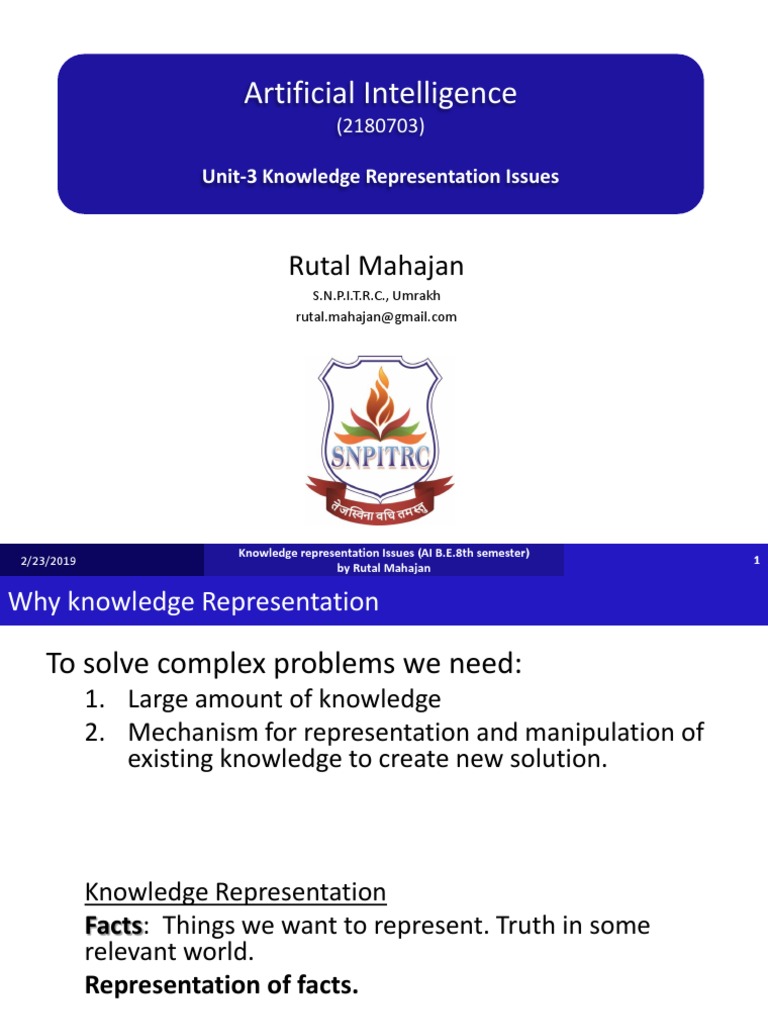 RM Unit-3 Knowledge Representation Issues-2019 | PDF | Knowledge Representation And Reasoning ...