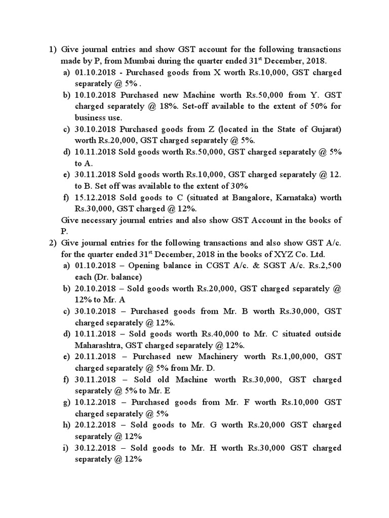 GST Questions | Download Free PDF | Business | Accounting