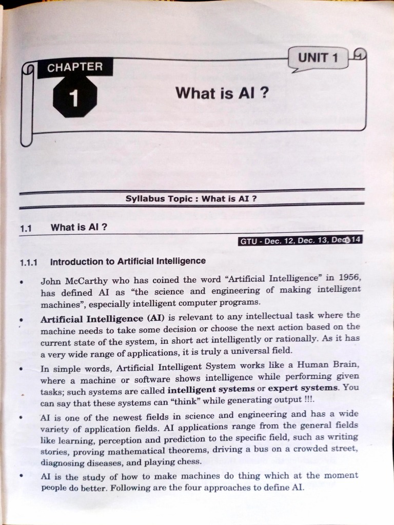 AI Chapter 1 | PDF | Artificial Intelligence | Intelligence (AI ...