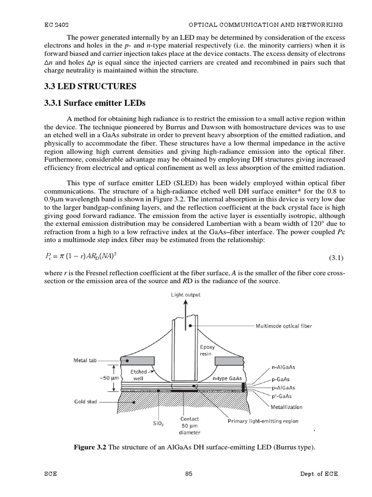 3.3 Led Structures 3.3.1 Surface Emitter Leds | PDF | Laser Diode ...