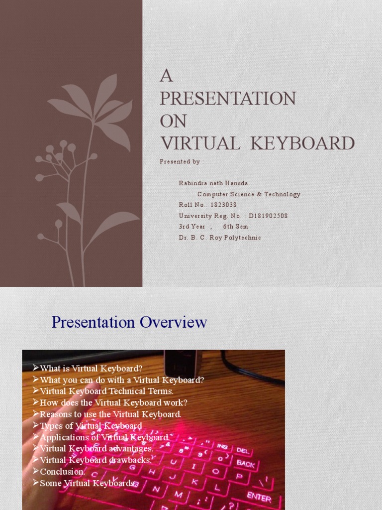 Overview of Virtual Keyboard Technology | PDF | Personal Digital ...