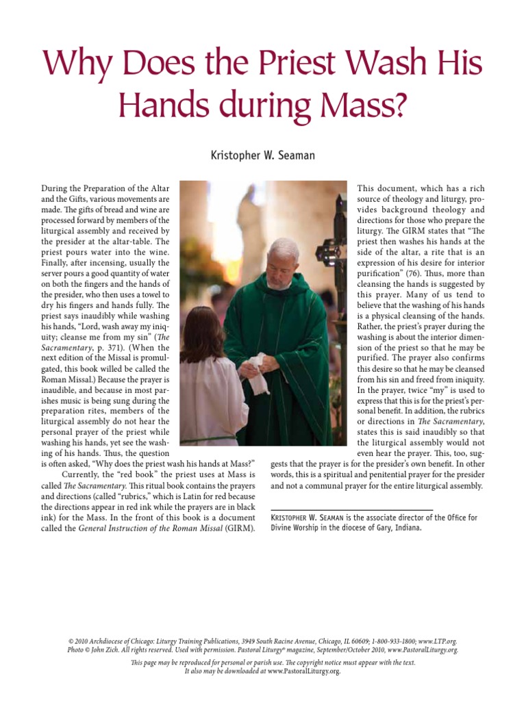 Why Does The Priests Wash Hands During Mass | PDF | Mass (Liturgy ...