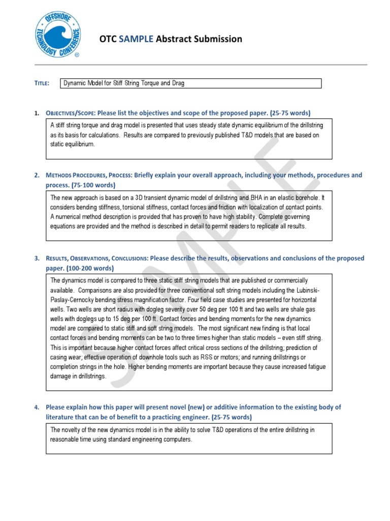 SPE Sample Abstract | PDF | Bending | Force