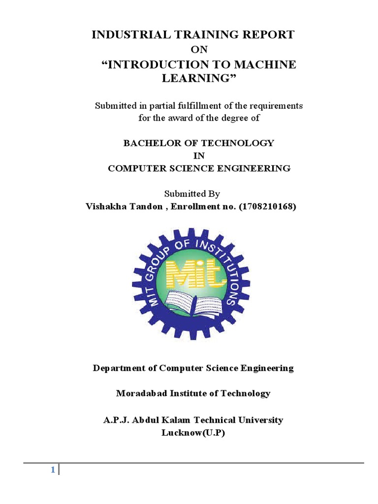 Industrial Training on Machine Learning | PDF | Machine Learning ...