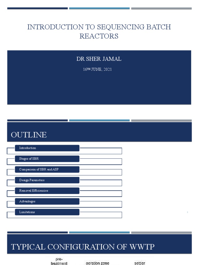 Introduction To Sequencing Batch Reactors: DR Sher Jamal | PDF | Sewage Treatment | Water