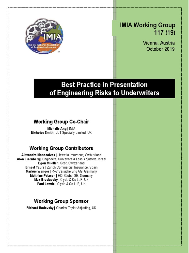 IMIA Best Practice in Presentation of Engineering Risks To Underwriters ...