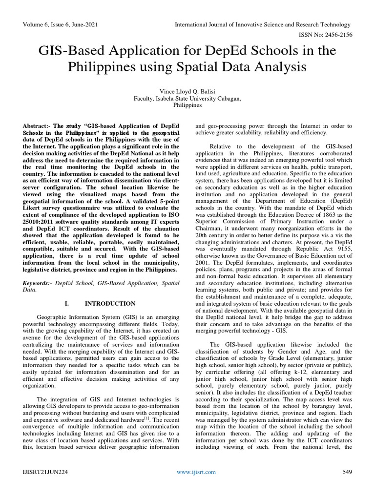 GIS-Based Application For DepEd Schools in The Philippines Using ...