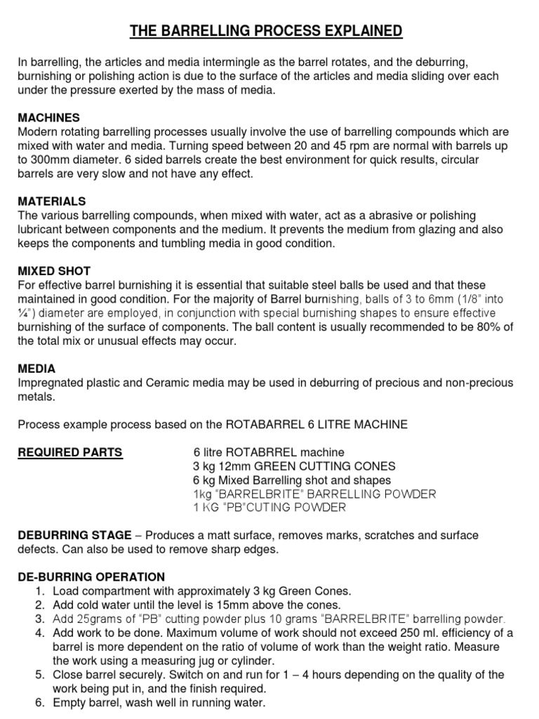 Barrelling Process Explained | PDF | Materials | Applied And ...