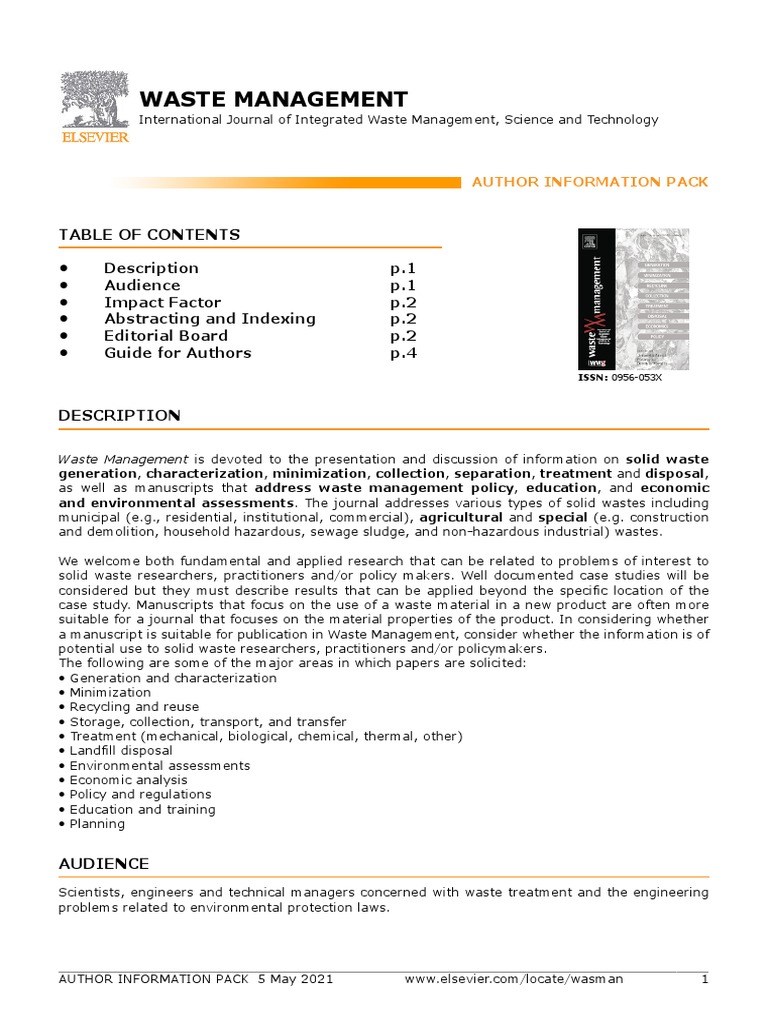 Elesiver Waste Management Journal | PDF | Waste | Waste Management