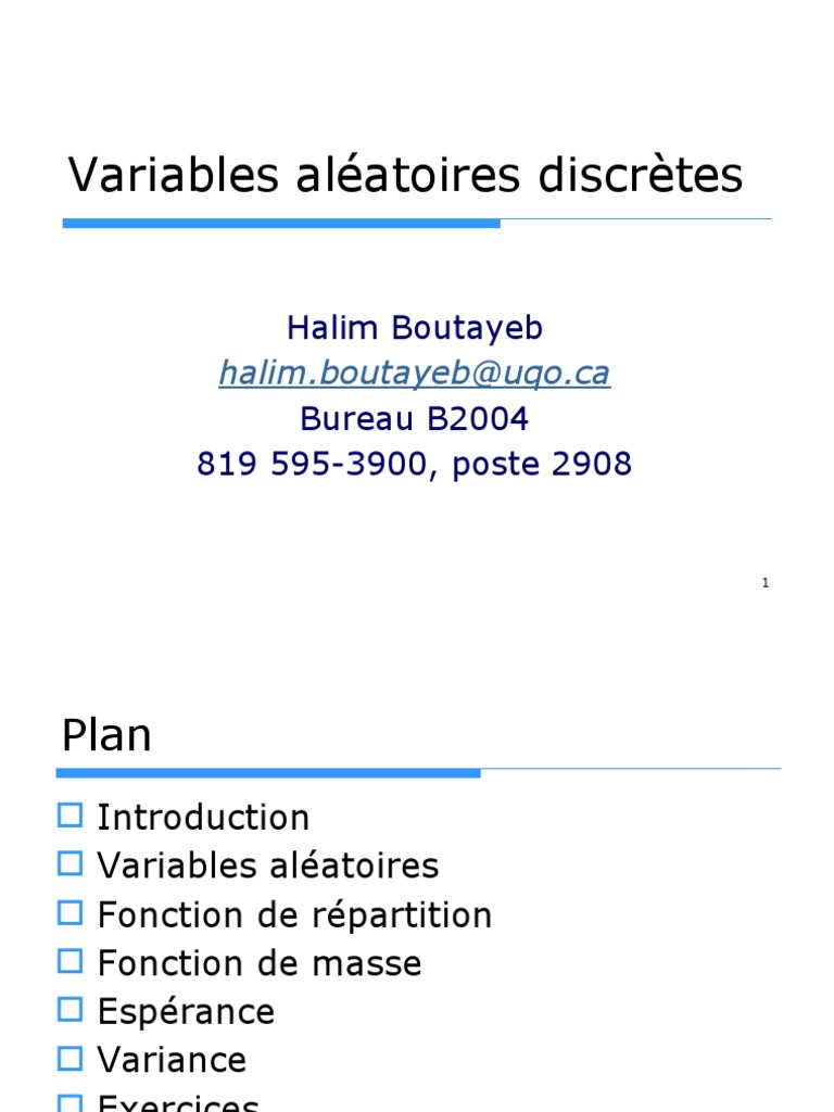 MAT1243 - Cours3b - Variables Aléatoires Discrètes | PDF | Variable ...