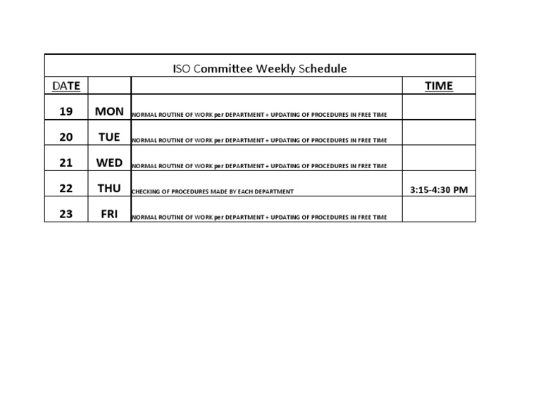 Iso SCHEDULE | PDF | Finance & Money Management