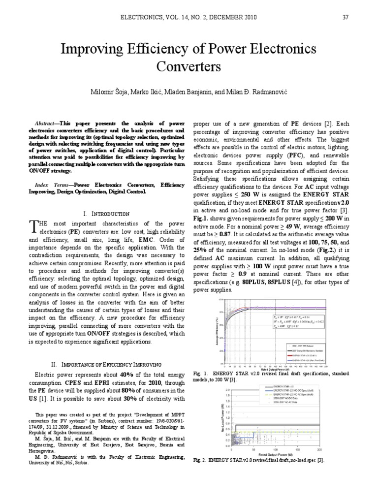 Improving Efficiency in Power Electronic Converters | PDF | Power ...