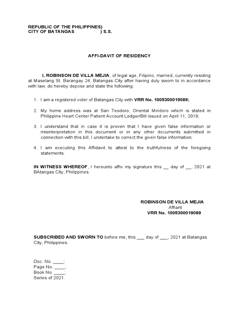 Affidavit of Residency | PDF