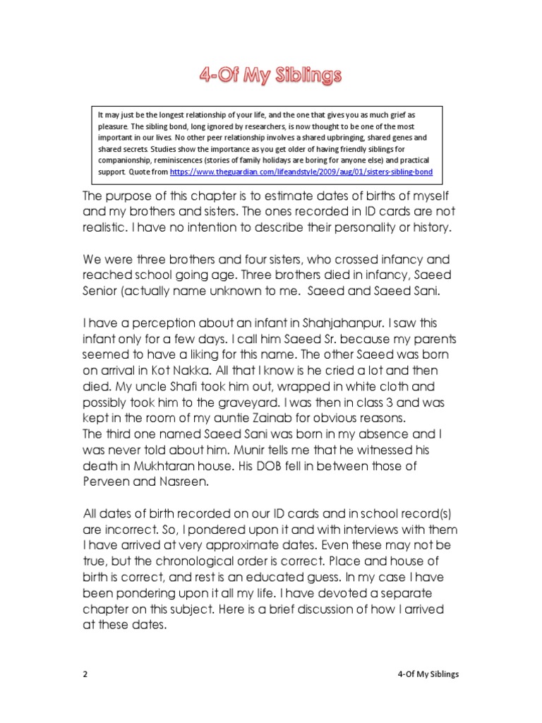 2 4-Of My Siblings | PDF