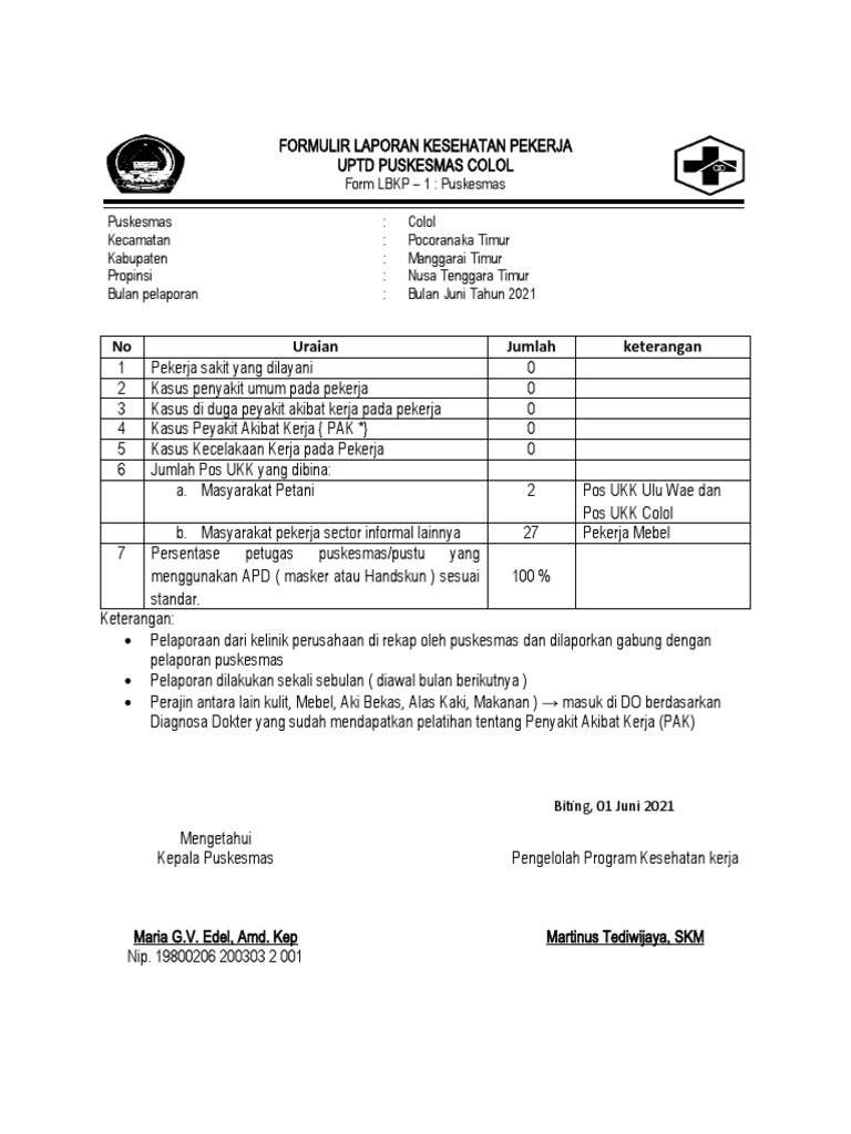 Laporan Kesjaor Juni | PDF