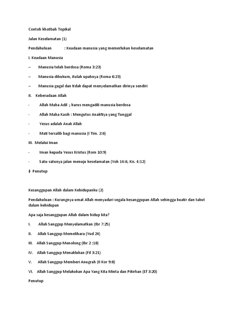 Contoh Khotbah Topikal | PDF