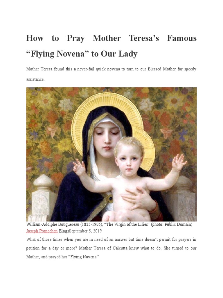 Mother Teresa's Quick Flying Novena Guide | PDF | Mary, Mother Of Jesus ...