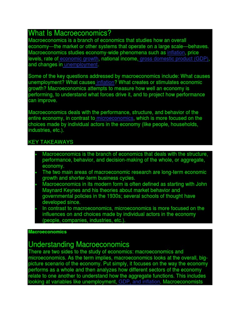 What Is Macroeconomics?: Inflation Economic Growth Gross Domestic ...