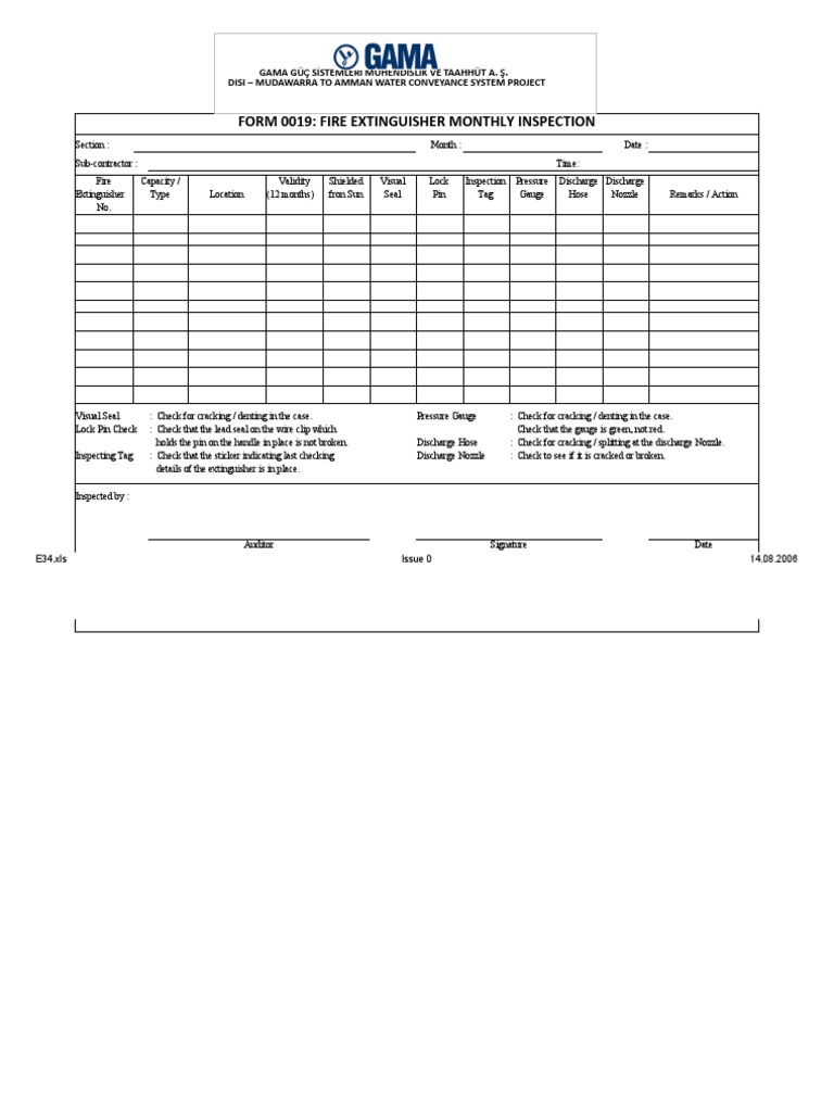 Fire Extinguisher Monthly Inspection | PDF