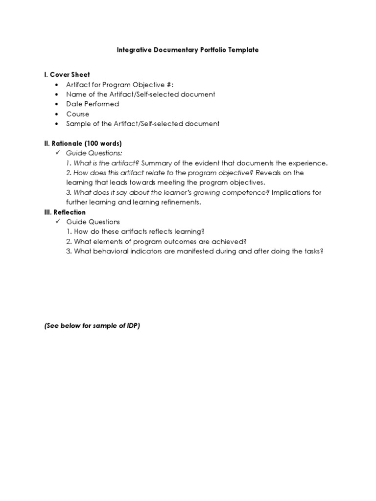 Integrative Documentary Portfolio Template | PDF