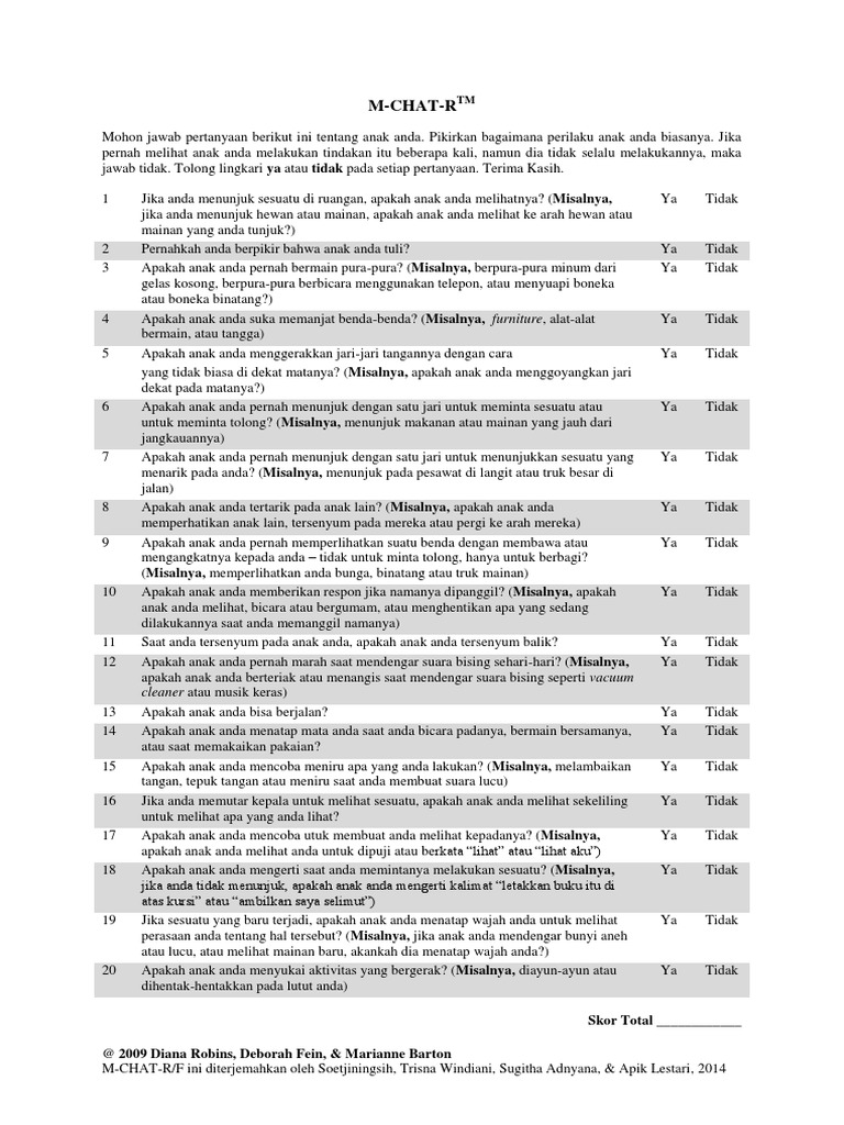 M CHAT R F Indonesian | PDF