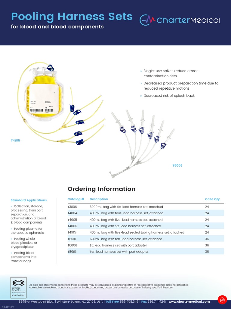 Pooling Harness Sets: For Blood and Blood Components | PDF | Blood ...