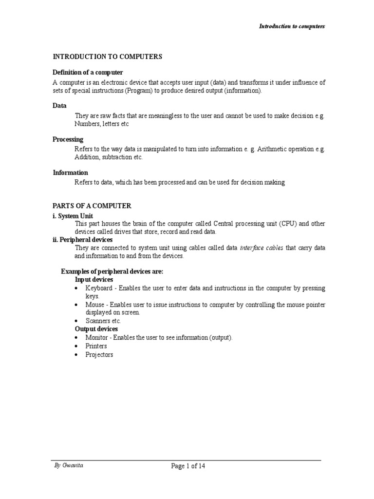 Introduction To Computers | PDF | Computer Data Storage | Laptop