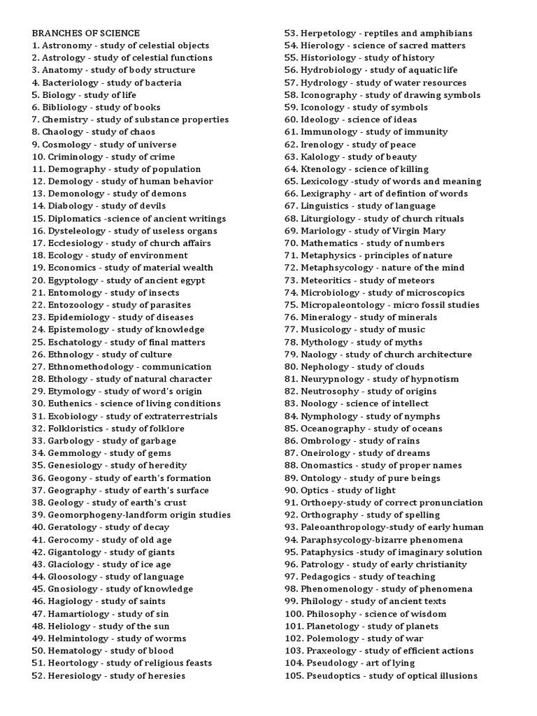 Branches of Science | PDF | Science | Microsoft Excel