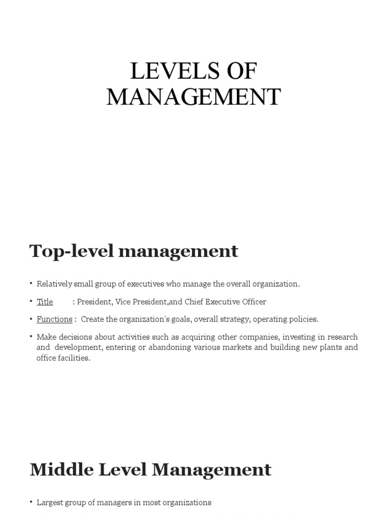 Levels Of Management PDF
