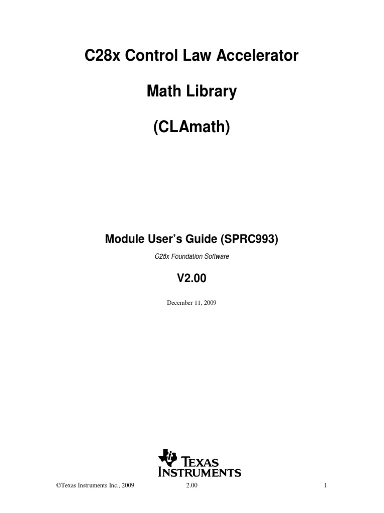 C28X Control Law Accelerator Math Library (Clamath) : Module User'S Guide (Sprc993) | PDF | Sine ...