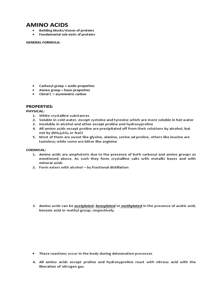 Amino Acids: Building Blocks of Proteins | PDF | Amino Acid | Amine