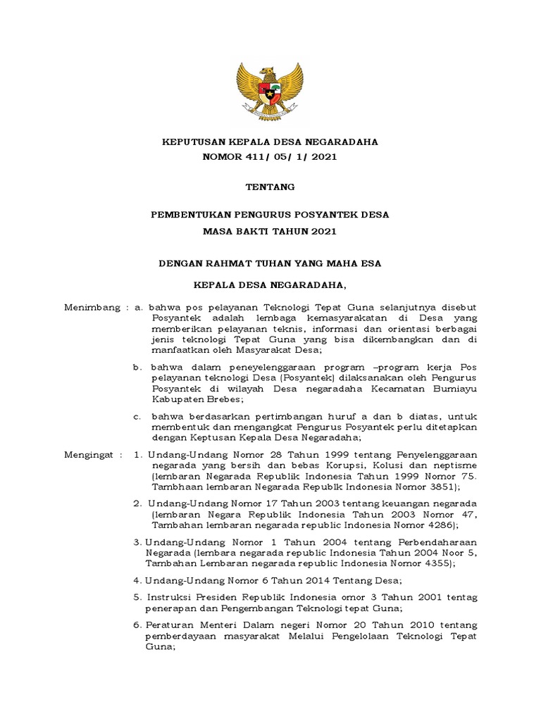 Pembentukan Pengurus Posyantek | PDF