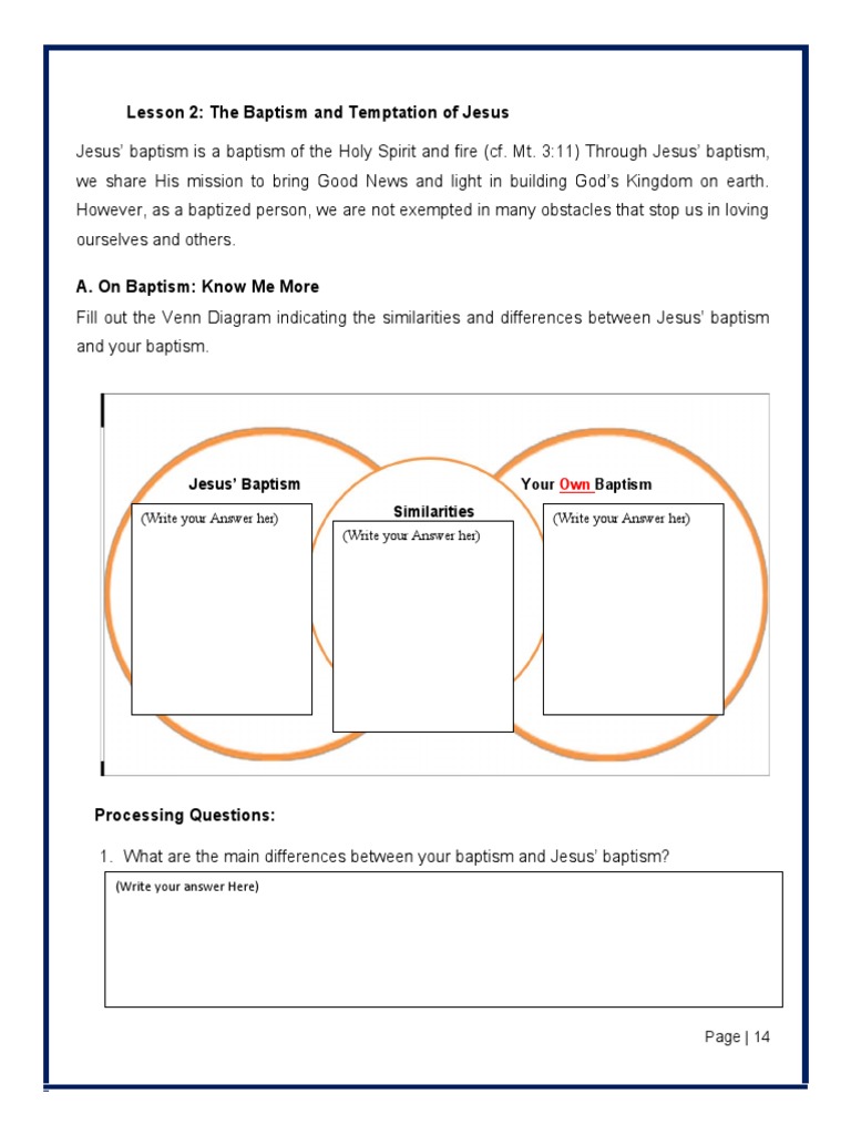 Lesson 2: The Baptism and Temptation of Jesus | PDF | Baptism