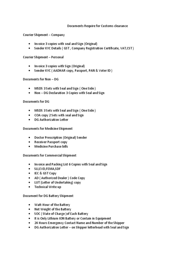 document-require-for-customs-clearance-pdf