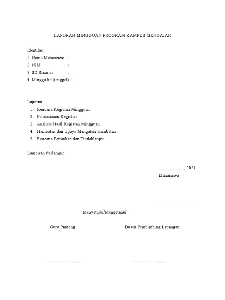 Template Laporan Mingguan | PDF