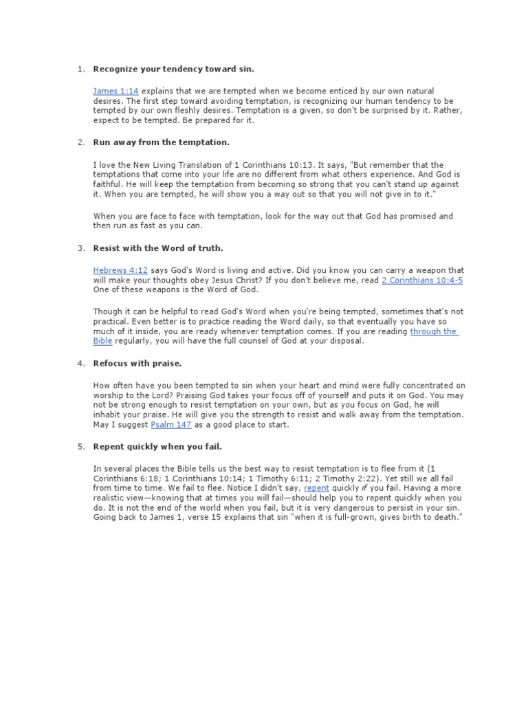 5 Steps To Avoid Temptation | PDF | God | Repentance