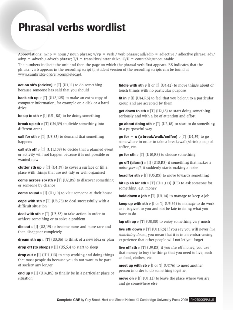 Advanced Phrasal Verbs | PDF | Verb | Phrase