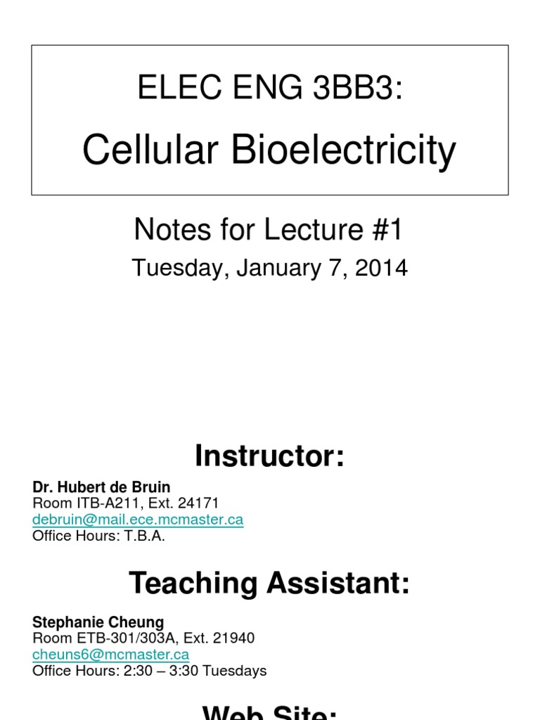 Elec Eng 3Bb3:: Cellular Bioelectricity | PDF | Test (Assessment ...