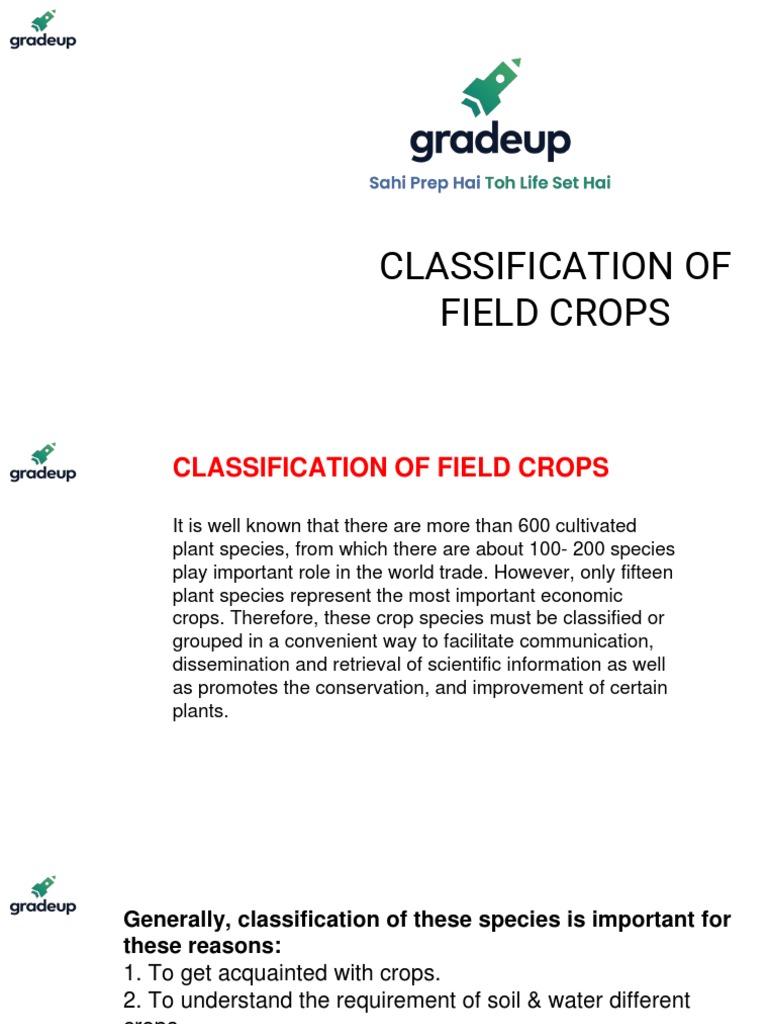 Classification and Grouping of Important Field Crops Based on Botanical ...