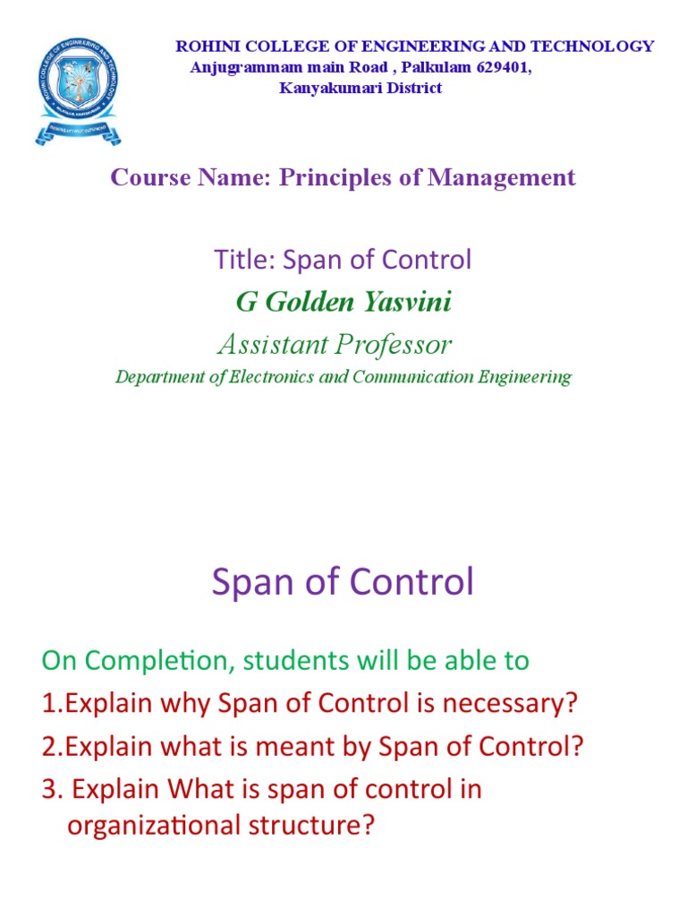 Unit 3.3 Span of Control | PDF | Self-Improvement