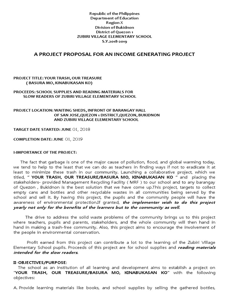 Income Generating Project | PDF | Waste | Recycling