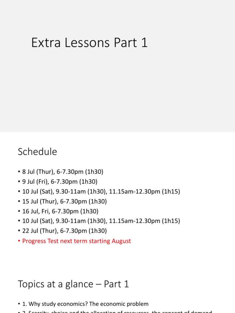 Extra Lessons Part 1 Original | PDF | Economic System | Economics