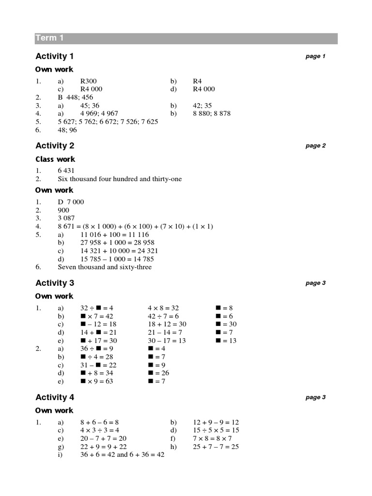 Mental Maths Grade 5 Solutions | PDF | Rectangle | Elementary Mathematics