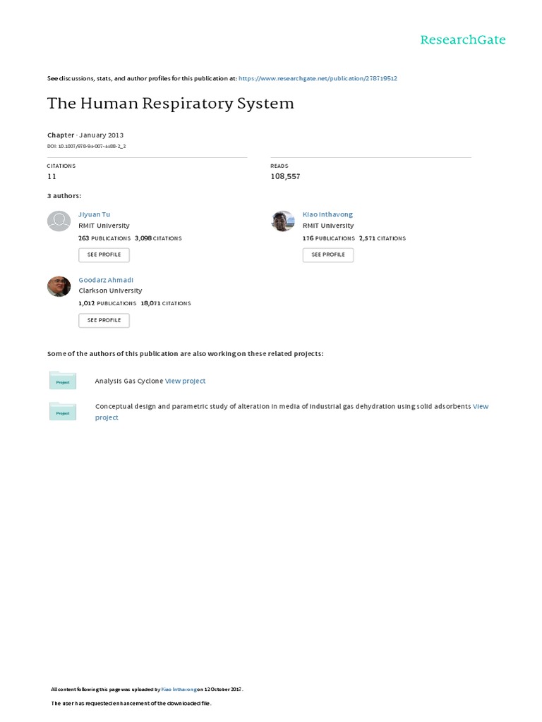 The Human Respiratory System: January 2013 | PDF | Respiratory Tract ...