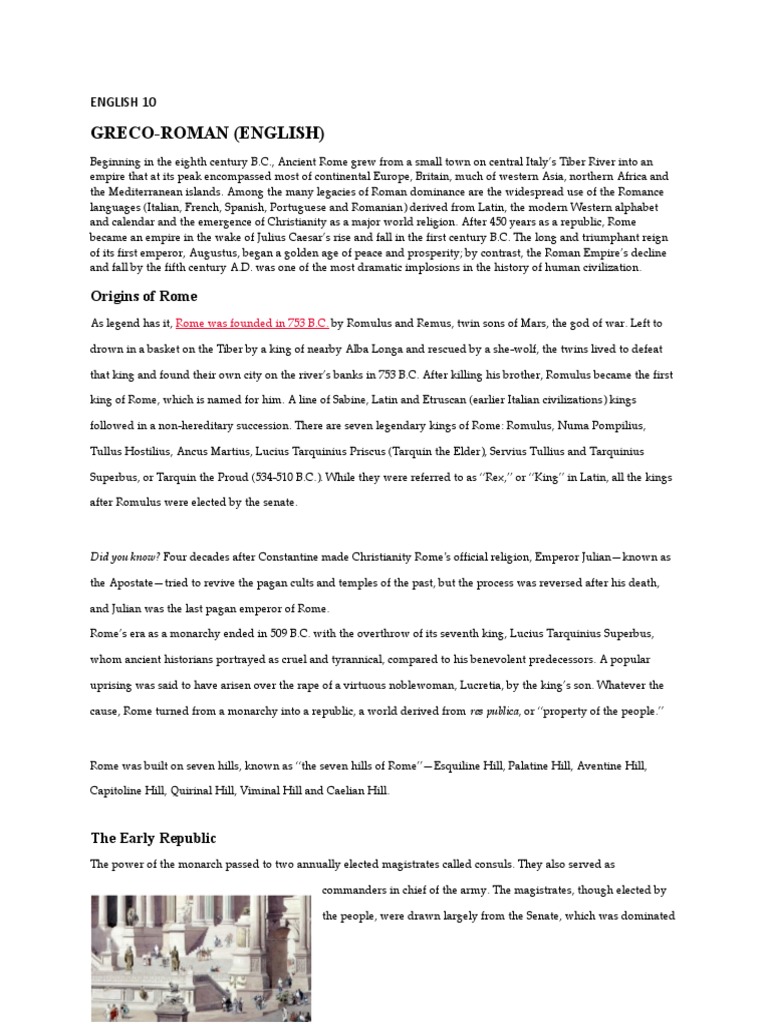 Greco-Roman (English) : Origins of Rome | PDF | Trojan War | Ancient Rome