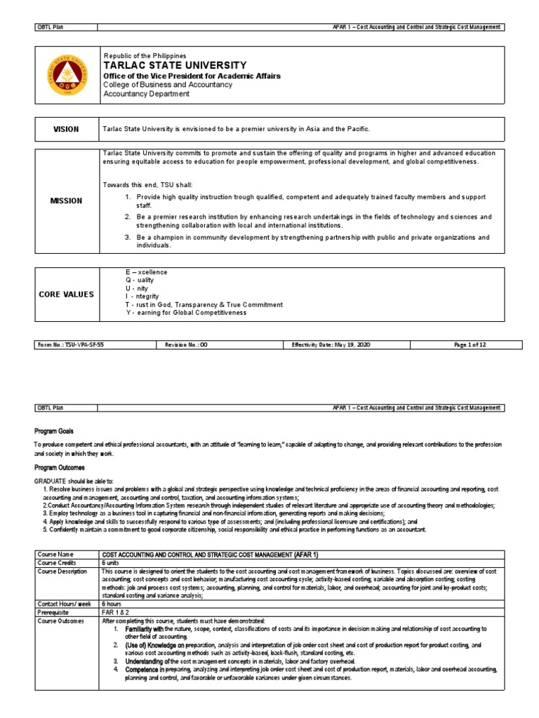 AFAR 1 Syllabus | PDF | Test (Assessment) | Educational Assessment