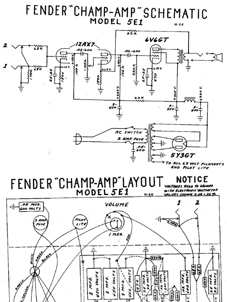Fender Champ 5E1 Schematic | PDF